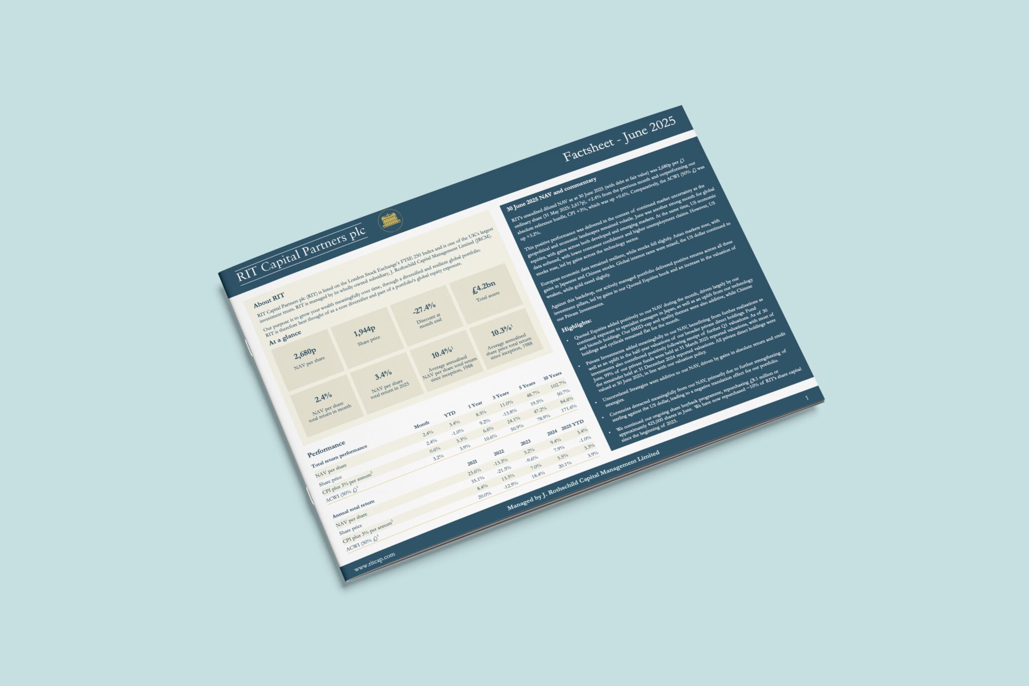 RIT publishes July 2025 NAV and commentary — RIT Capital Partners